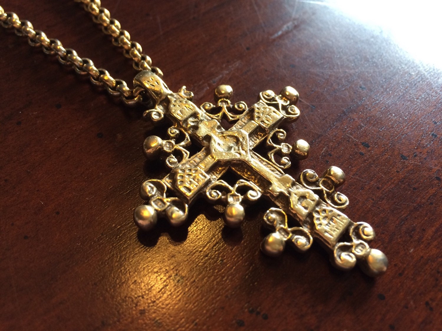 MMA Cleo Stylized Gold Cross Pendant Necklace by AnewAgain