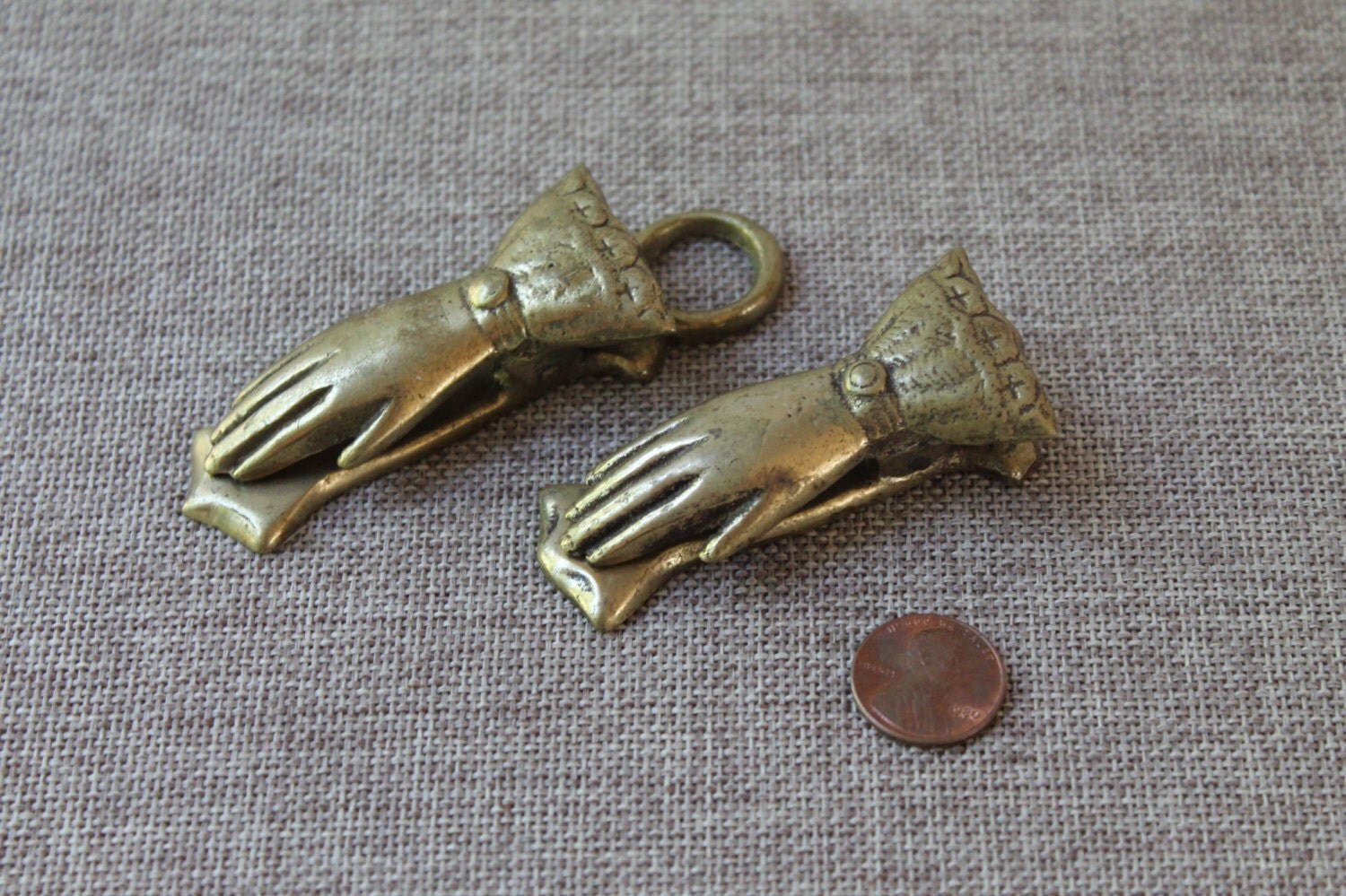 Vintage Pair of Victorian Hand Brass Paper Clips, Victorian Hand Wall ...