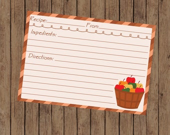 Unique fall recipe cards related items | Etsy