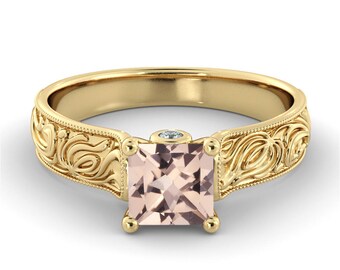 Large morganite ring | Etsy