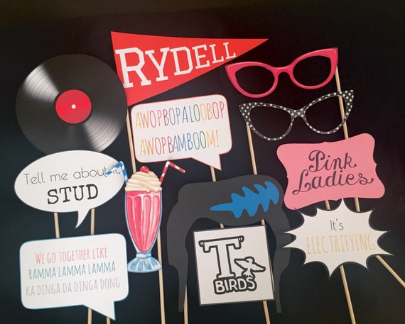 Grease Photo Booth Props by IGotMadProps on Etsy