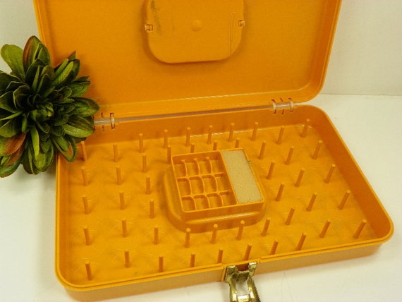 Vintage Thread Spool Storage and Organizer Box with Bobbin and