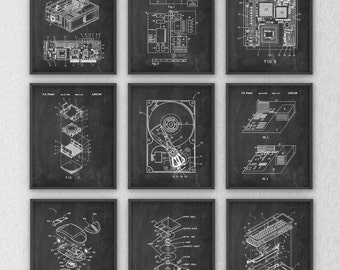 Computer Geek Wall Art Poster Set of 4 No.1 Computer Room