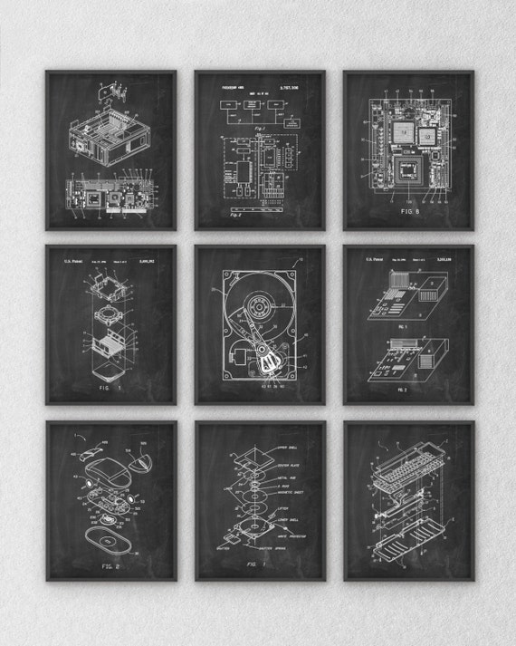 Ultimate Computer Patent Wall Art Poster Set of 9 by QuantumPrints