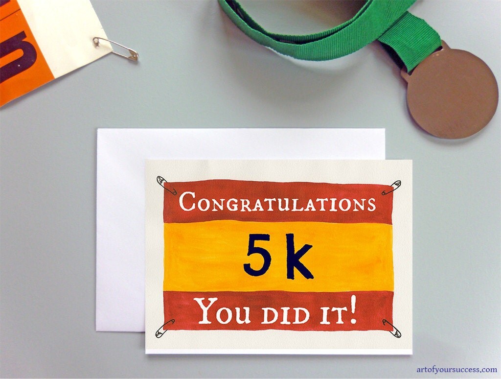 Congratulations 5k run card 5km card for runner couch to 5k