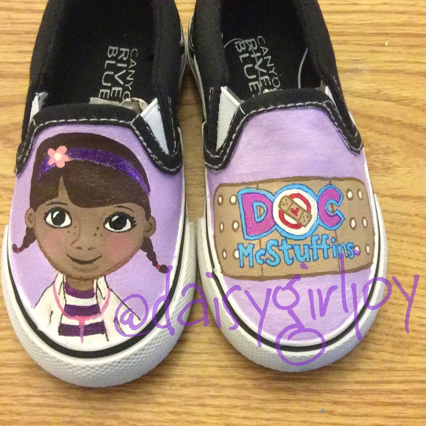 Custom hand painted Disney Doc McStuffins slip on Shoes