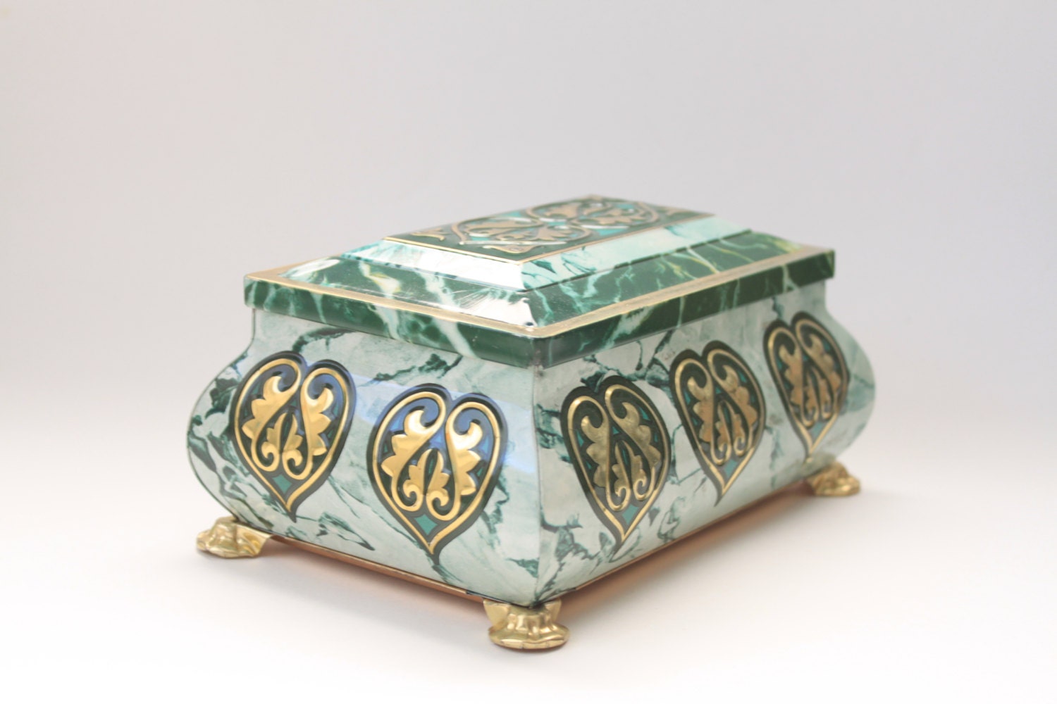 Vintage Tin Box/ Green Box/ Art Box/ Turquoise Tin Box – Haute Juice