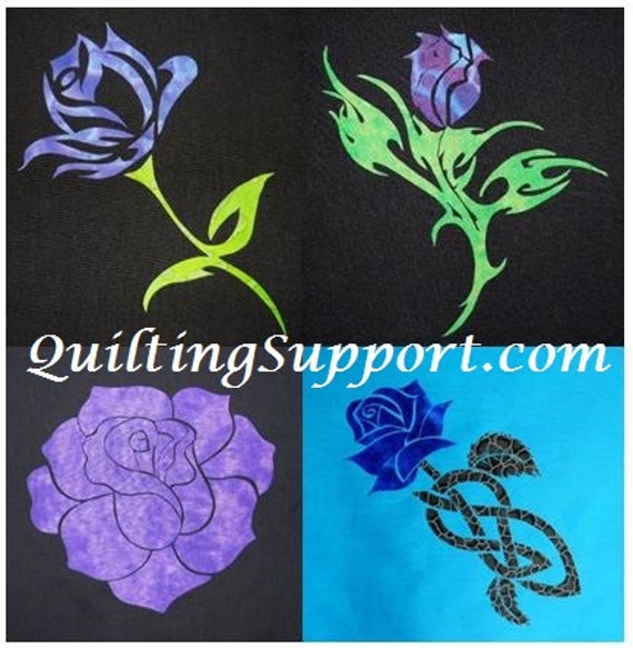 4 Rose Quilt Applique Patterns Set 1 PDF