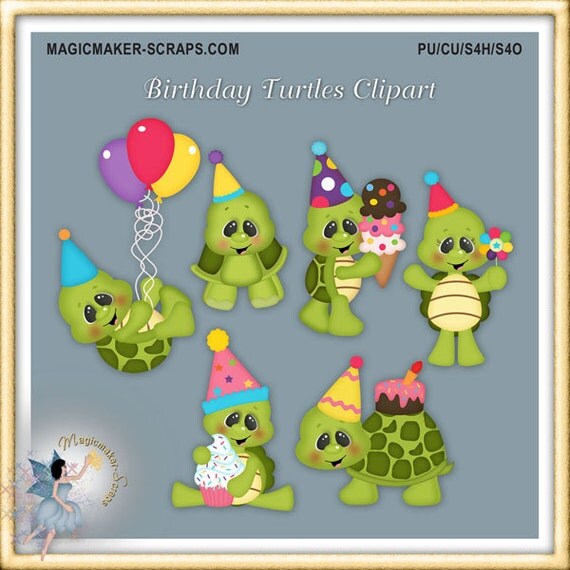 Birthday Turtle Clipart Party