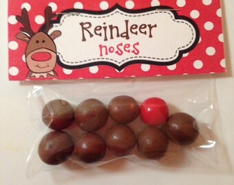 Items similar to Reindeer Noses DIY Printable Treat Bag Topper (pdf ...