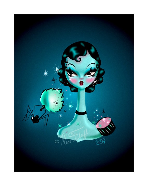 Noir Boudoir Girl by Miss Fluff Art Print