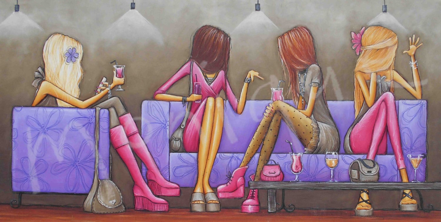 purple art printable art girls night out hand painted