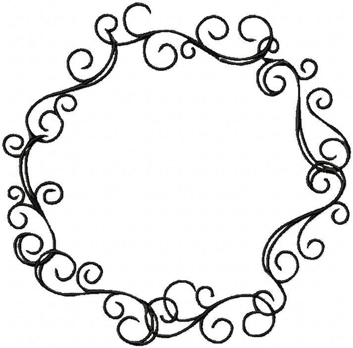 Machine Embroidery Design Circle Scroll by BlingSassSparkle