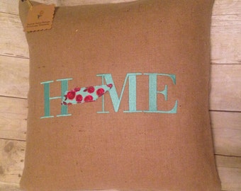 Home Cotton Boll Tennessee Burlap Throw Pillow