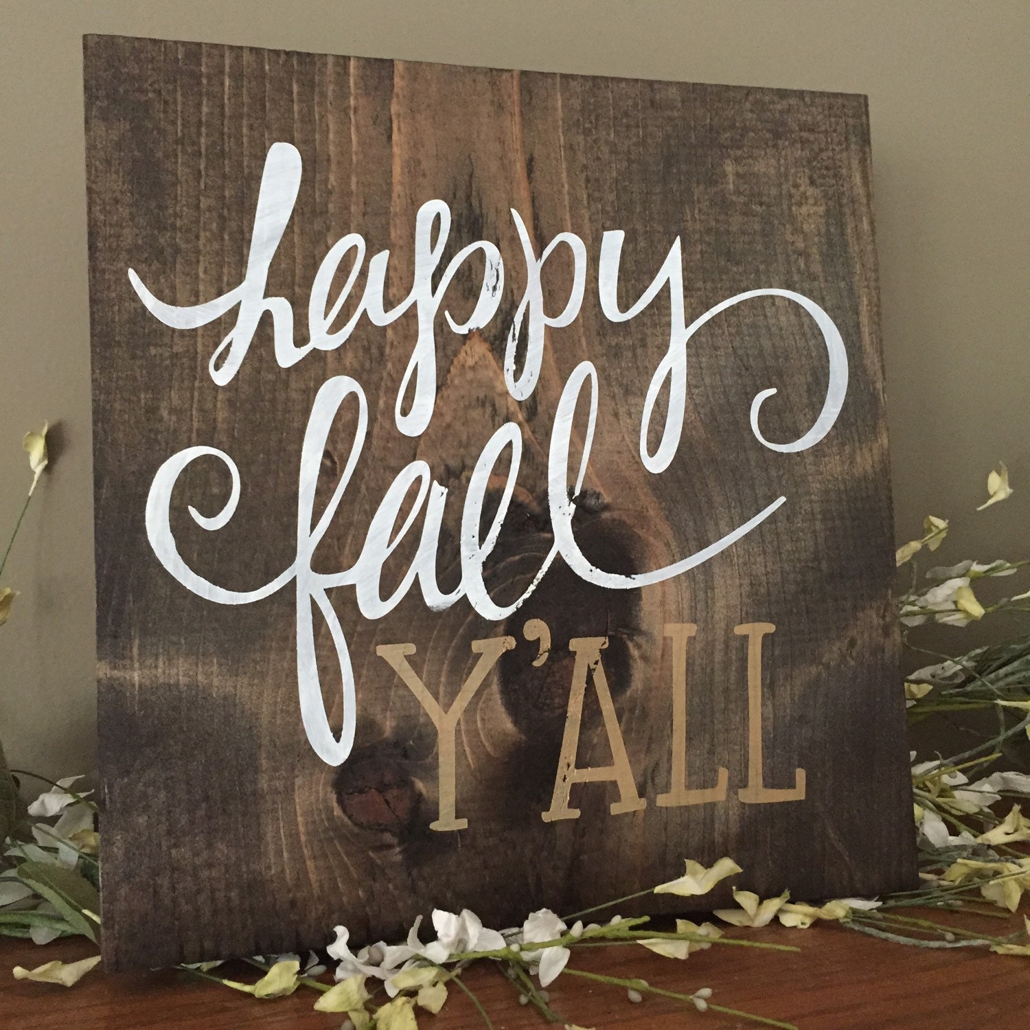 Happy Fall Y'All Wood Sign Gold Fall Decor Fall Pallet