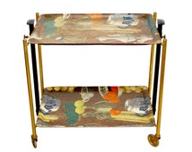 Mid-Century Modern Folding Tea Cart Trolley