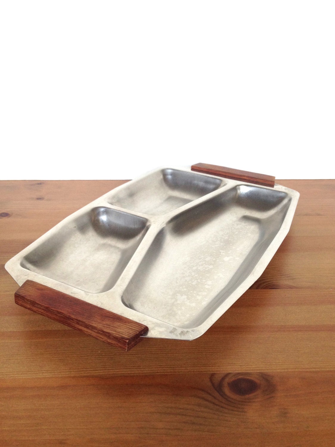 Vintage stainless steel tray wood handled cafeteria plate – Haute Juice
