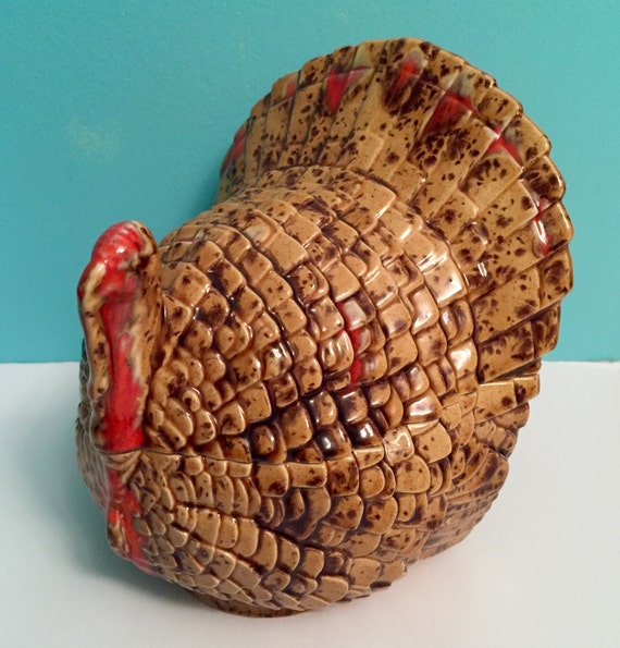 Vintage 70s Thanksgiving Ceramic Turkey by tinasthriftytreasure