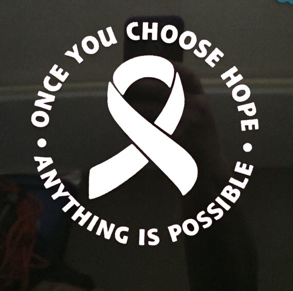 Choose Hope White Awareness Ribbon Window Decal Lung Cancer