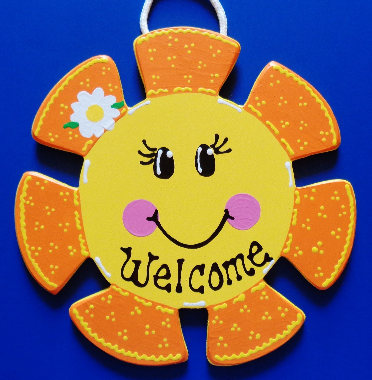 SUN WELCOME Shaped SIGN Wall Plaque Home Family Deck Patio