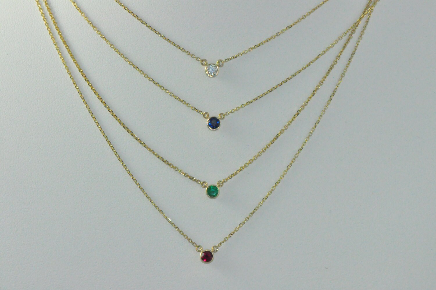 Natural 0.15 ct Ruby Solitaire Bezel Set Pendant Necklace in