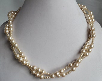 Champagne pearl necklace | Etsy