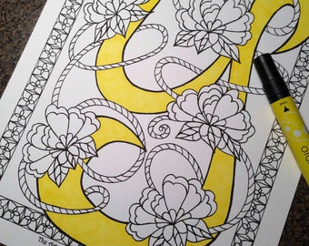 Coloring page letter | Etsy