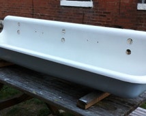 Antique Cast Iron Industrial Trough Sink 6 foot Long Three Faucet ...