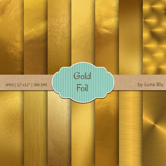 Gold Foil Digital Paper: Metallic Gold Paper Gold
