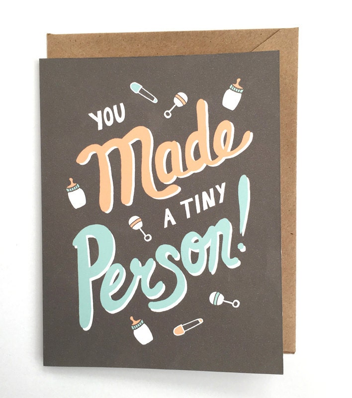 Funny Baby Card You Made a Tiny Person boy by KatFrenchDesign