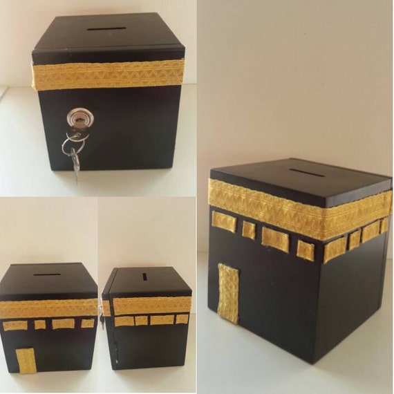 Items similar to Wooden kaaba like lockable money saving box on Etsy