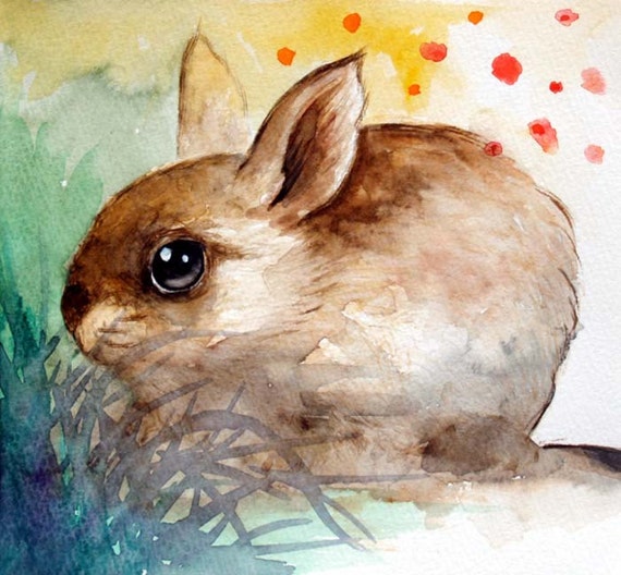 Items similar to Rabbit Painting,Bunny Art,Original Watercolor Painting ...