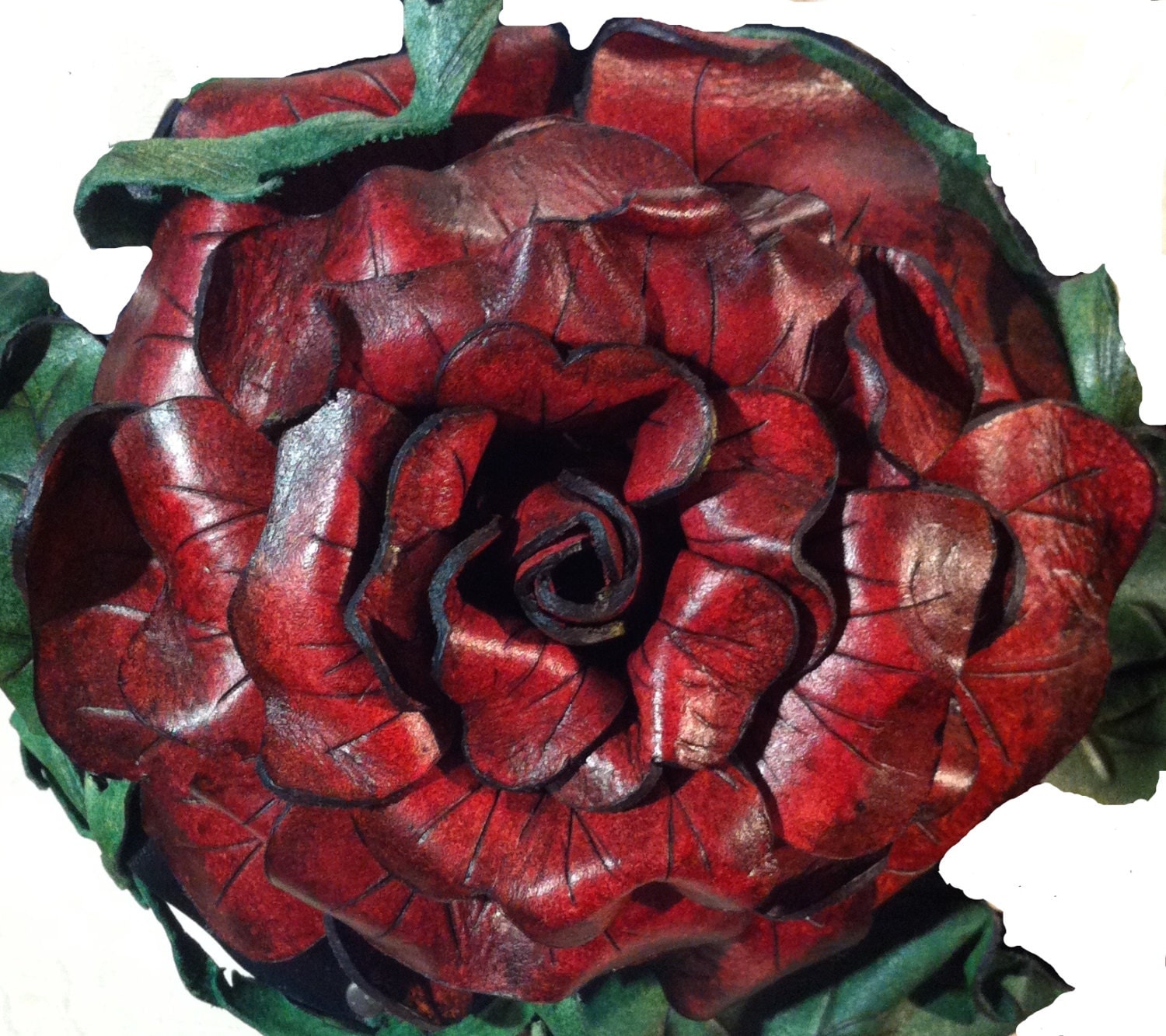 Leather Rose Accessory clip or pin to your hair hat or by 12Reign