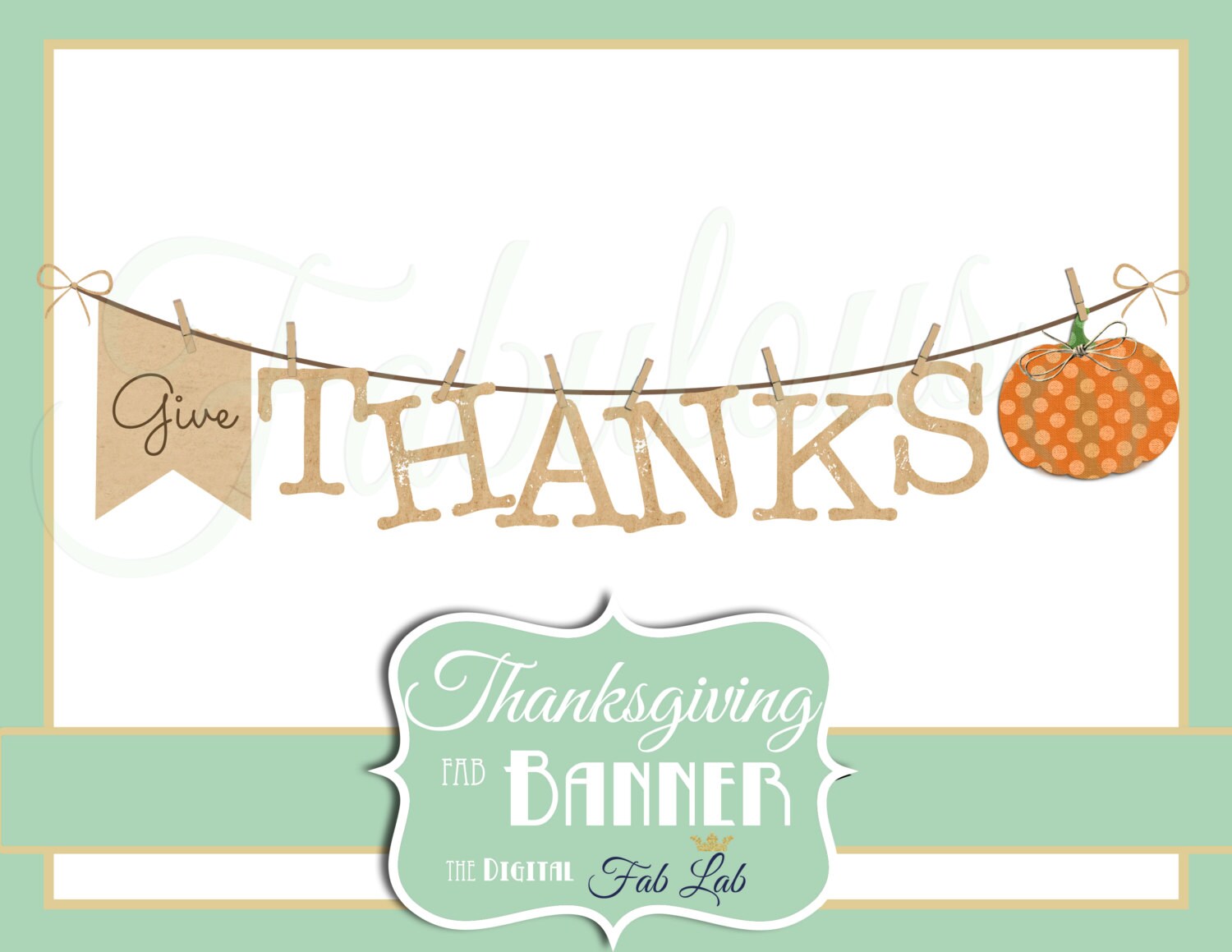 Thanksgiving clipart Give Thanks Banner Digital Clipart