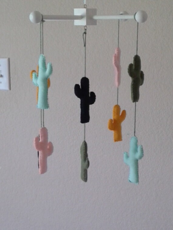 Cactus mobileCactus baby mobileFelt cactusCrib by FiveEarlyBirds