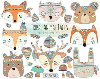 Woodland Tribal Animals Clipart Forest Animal Clip Art