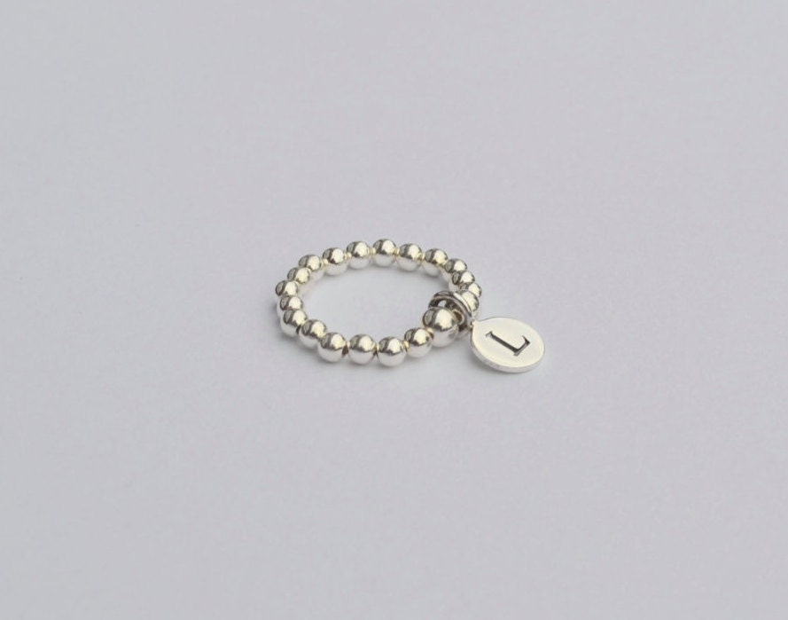 Sterling Silver Charm Letter Ring