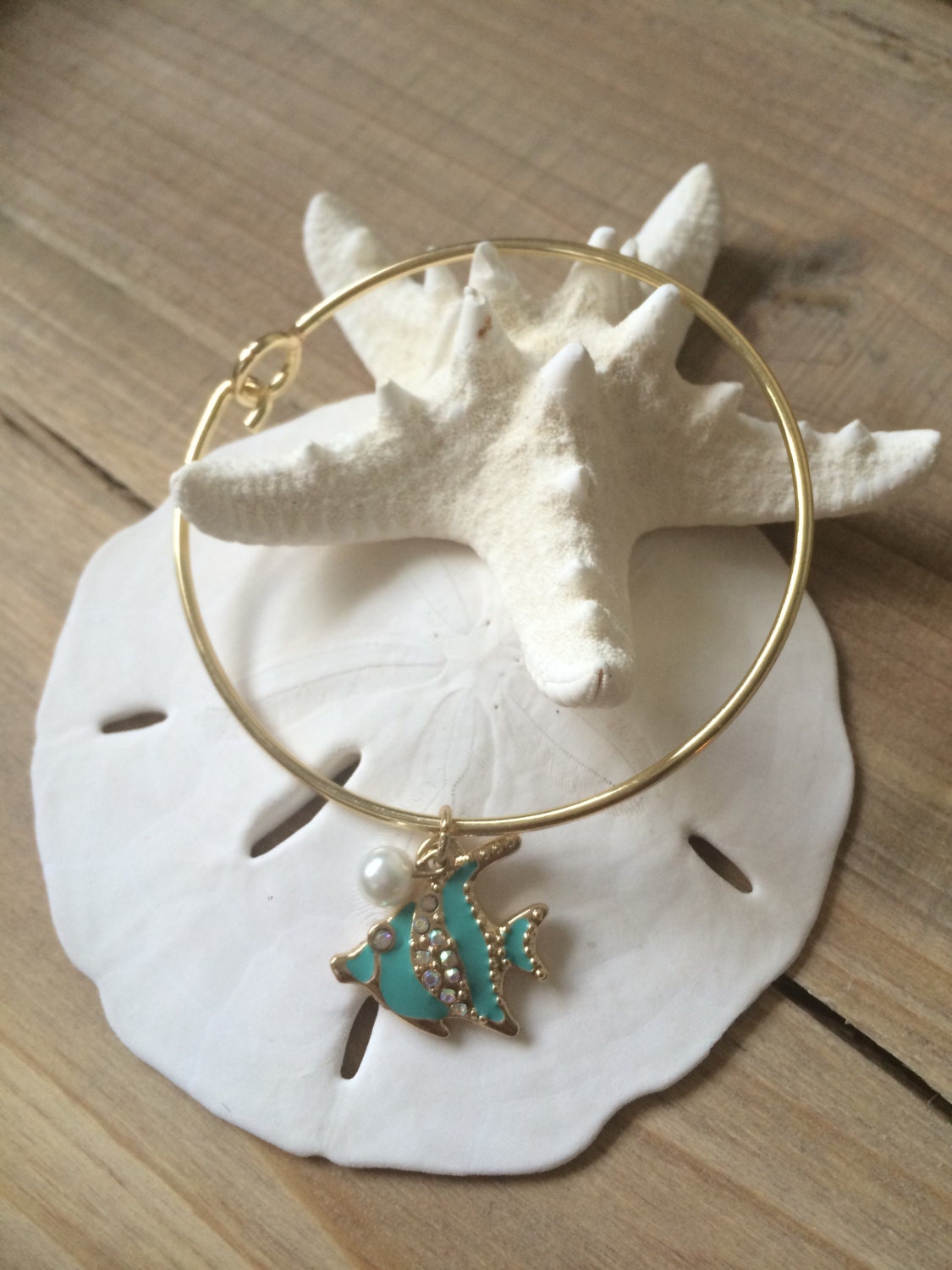 Turquoise Fish Dangle Bracelet by SaltySirens on Etsy