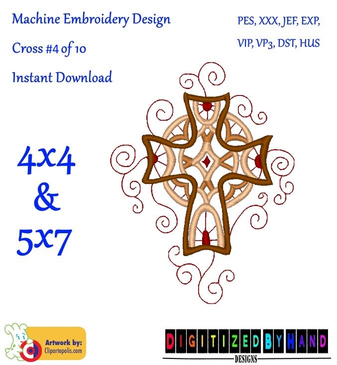 Cross Embroidery Design 4 of 10 Religious Embroidery Design