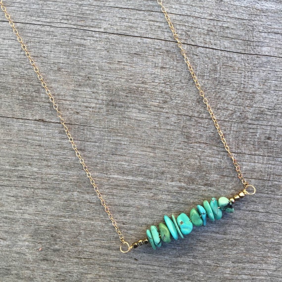 Turquoise Chip Necklace Turquoise Necklace by elevenandjane