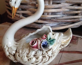 Vintage ceramic swan | Etsy