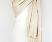 Coffee Cream Paisley Pashmina Shawl/Wrap/Scarf/Cover-Up-Formal/Wedding ...