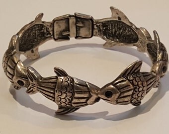 Items similar to Ceramic Pewter Fish Bones Pendant and Accent Beads on Etsy