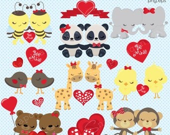 Valentine Clipart-Cute Valentine Animal Clip Art.