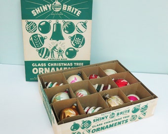 Twelve Vintage Shiny Brite Mercury Glass Christmas Tree Ornaments ...