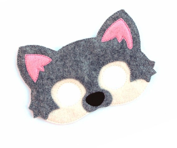 Kids Grey Wolf Mask Wolf Costume Dog Felt Mask Kids Face Mask
