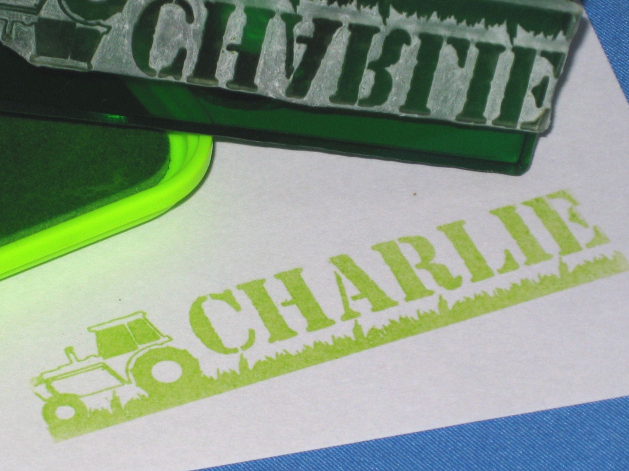 Farm Tractor Children's Name Stamp Tractor by RemarkableMarks