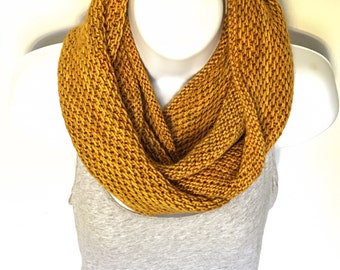 Merino wool Long Cowl/Infinity Scarf in Orange and Gray Hand