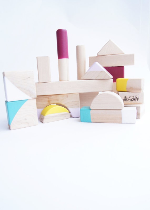 Items similar to Colorful, Rubber Dipped Wooden Blocks, Set of 18 ...
