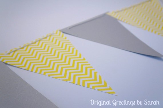Yellow Chevron and Gray banner/bunting/flags